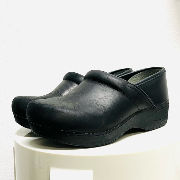 Dansko | Shoes | Black Leather Dansko Closed Heel Clogs 37 Wide | Poshmark